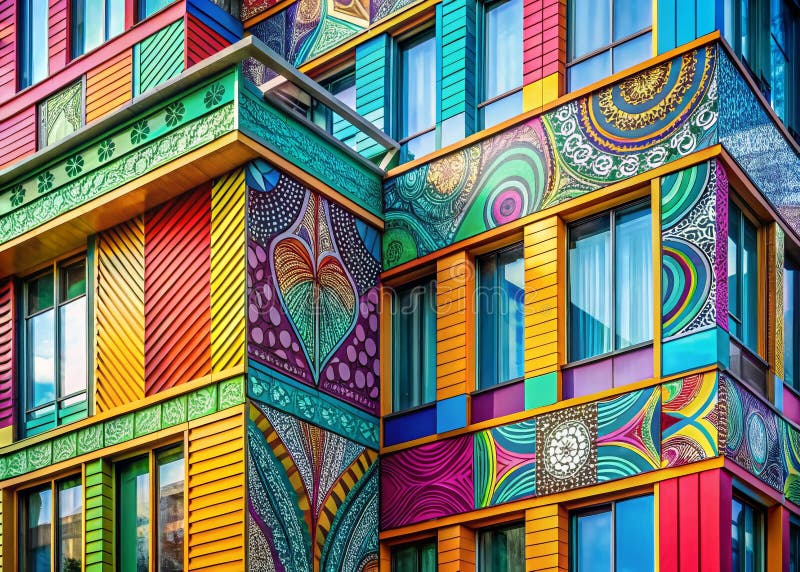 Intricate Geometric Facade an Abstract Architectural Doodle Pattern ...