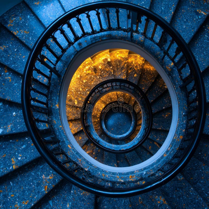 Captivating Architectural Shot Features Spiral Staircase Seen ...
