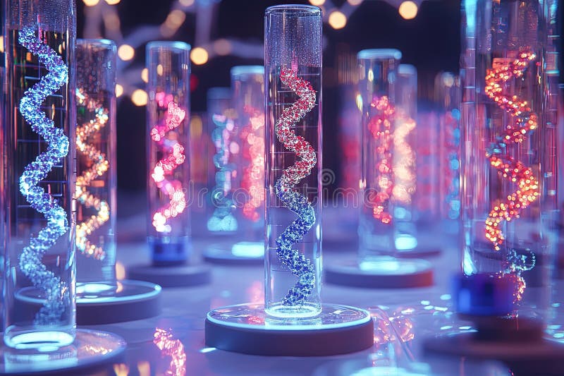 Abstract Test Tubes with Glowing Spirals in Laboratory Stock ...
