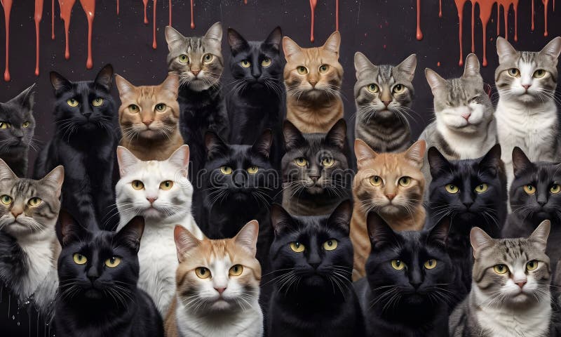 Congregation of Diverse Feline Faces Stock Image - Image of gaze, stare ...
