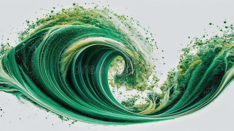 Captivating Art of Colour in Green Colour Like Wavy Mood on White ...