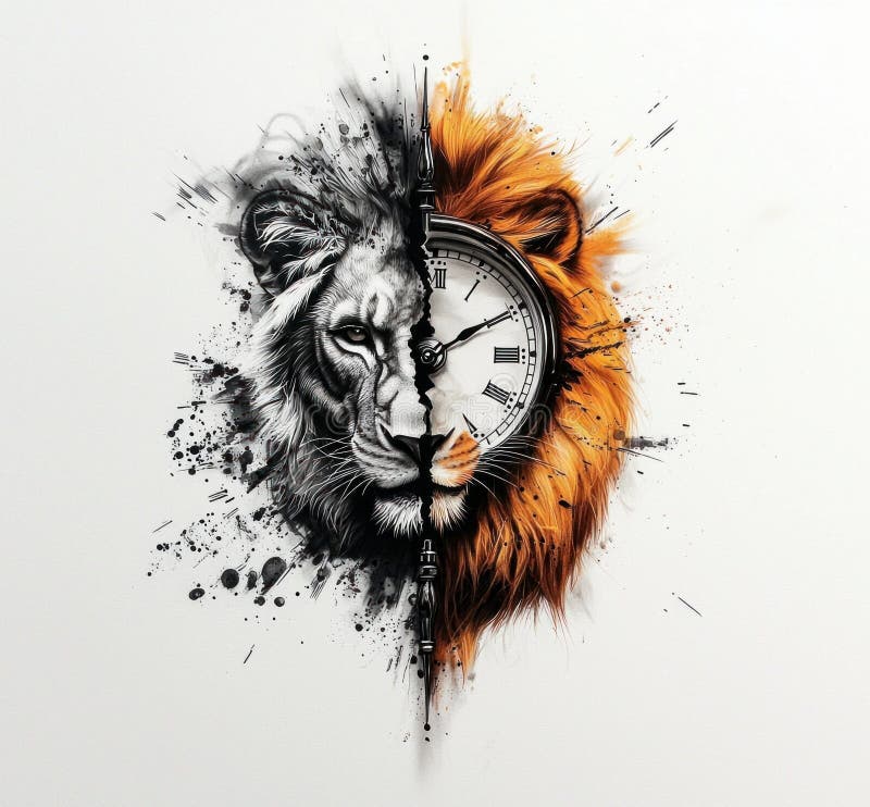 The Striking Illustration Features a Majestic Lion Intertwined with a ...