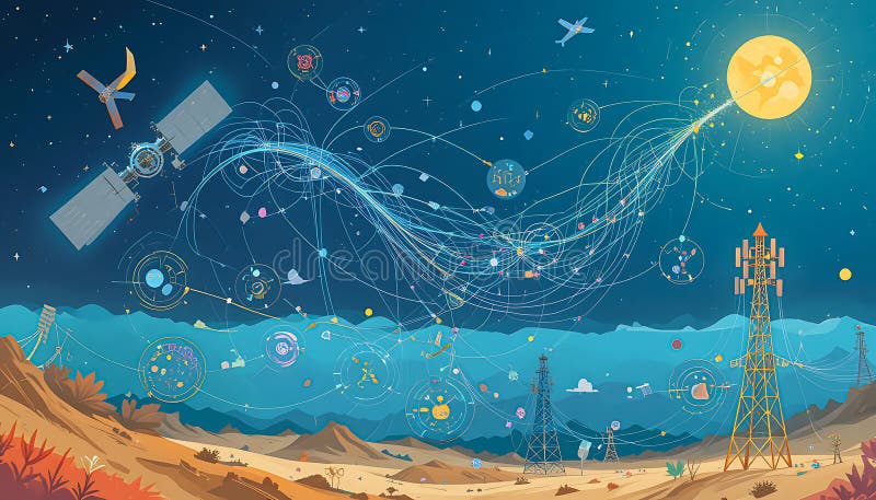 Cosmic Connections stock illustration. Illustration of infrastructure ...