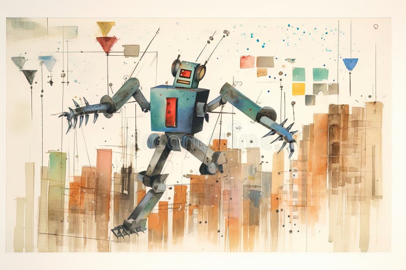 Data Sprint Robot Racing through Information Stock Illustration ...