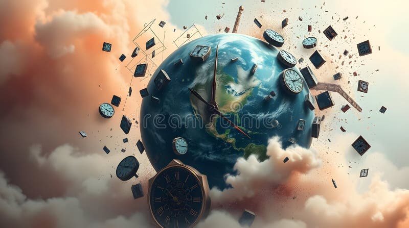 Time S Embrace: a Surreal Vision of Earth and Clocks Amidst Celestial ...