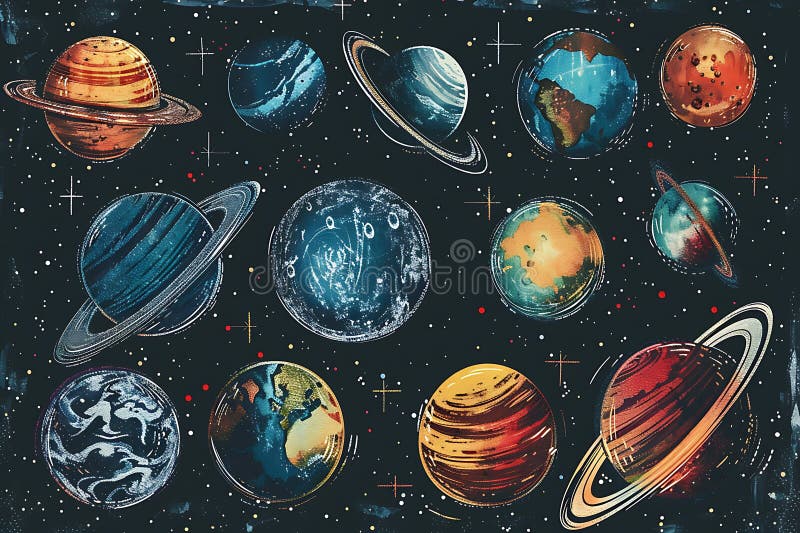 A Celestial Collection of Vibrant Planets in Outer Space Stock ...