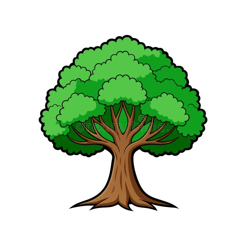 Ash Tree Design with Bold Outline Stock Illustration - Illustration of ...