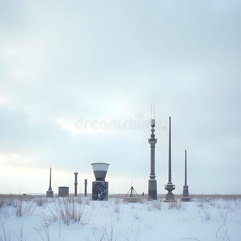 Chilling Elegance Objects in Snowy Field Under Moody Sky Stock ...