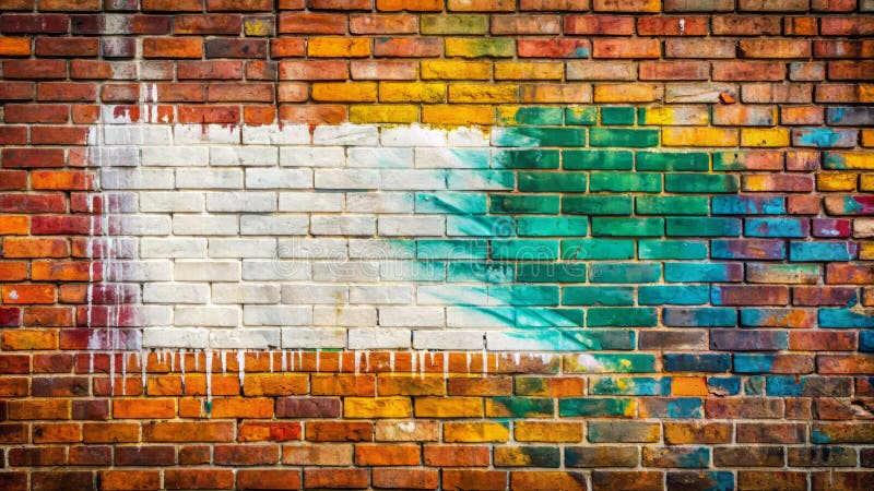 Bold White Graffiti Stroke on Rustic Cement Block Wall Urban Background ...