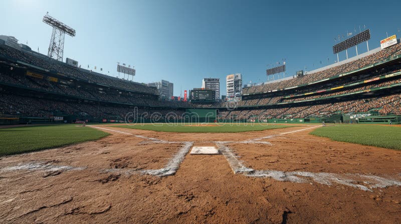 Captivating Baseball Stadium View with Pitchers Mound and Audience in ...