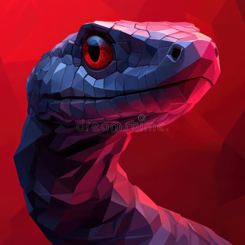 Basilisk with Intense Gaze in Modern Geometric Design Showcasing Low-poly Artistry Stock Photo ...