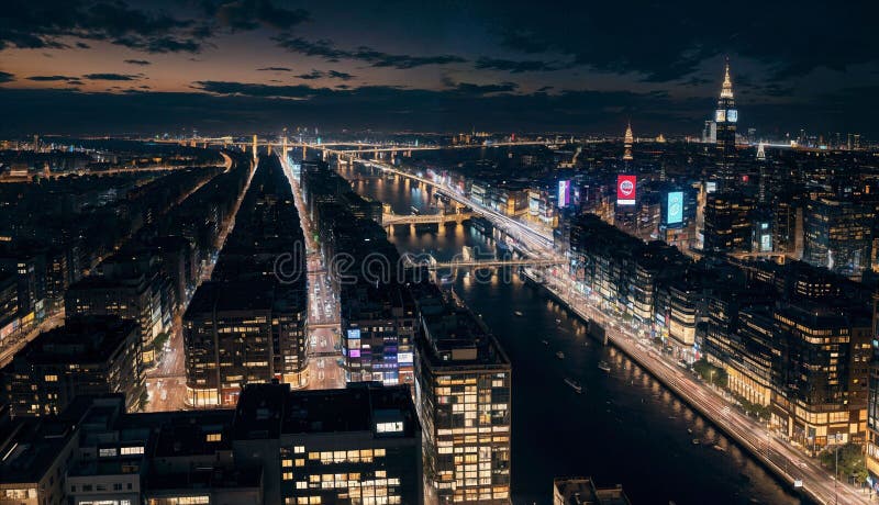 The Captivating Beauty of the Capital City S Illuminated Skyline Stock ...