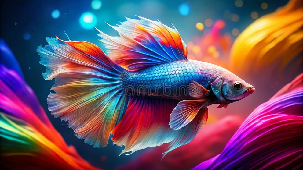 Stunning Betta Fish Logo Design Abstract Colors on a Vibrant Background ...