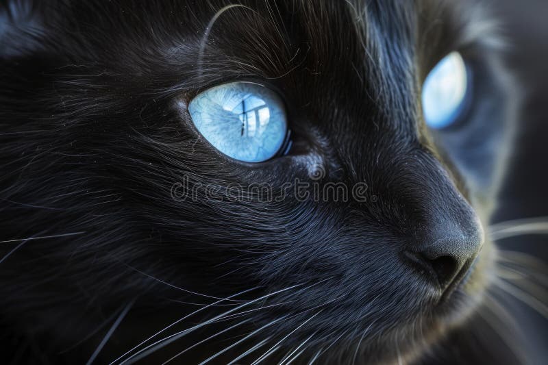 Captivating Black Cat Blue Eyes. Generate Ai Stock Photo - Image of ...