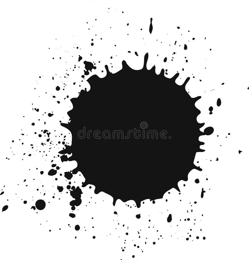 Captivating Black Ink Blob with Splatters on a White Background ...