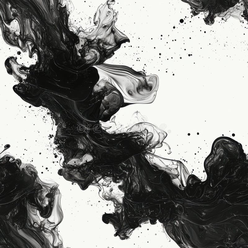 Captivating Black Ink Swirling and Blending in Clear Water Creating ...