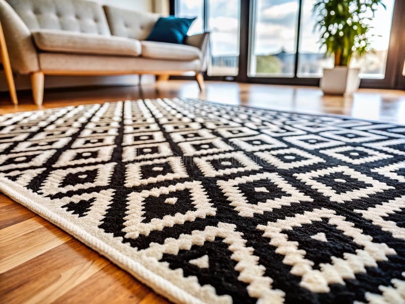 Stunning Black and White Geometric Rug a Modern Chic Home Decor Accent ...