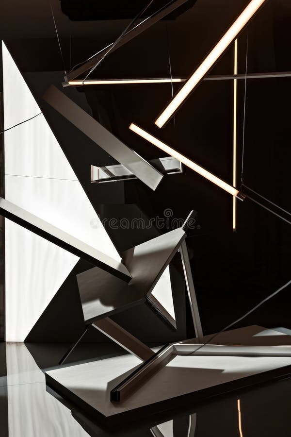 Captivating Black White Geometric Setup. Playful Lights and Shadows ...