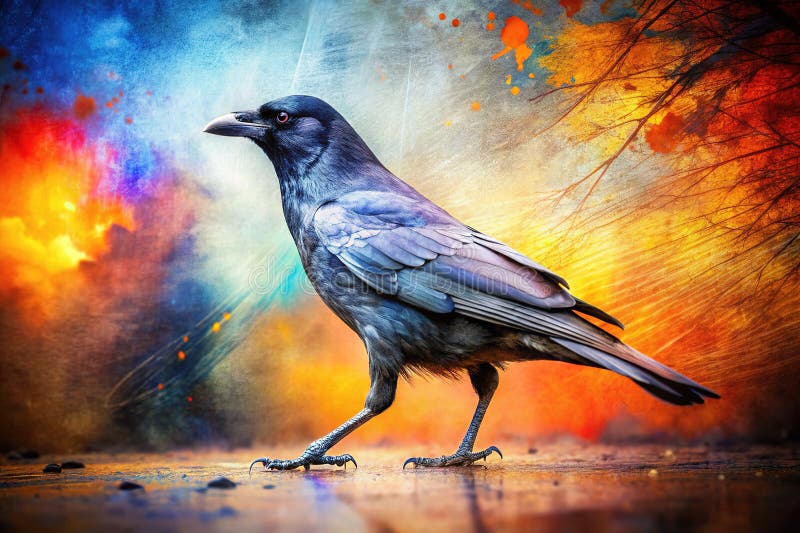 A Striking Double Exposure of a Walking Crow Black and White ...