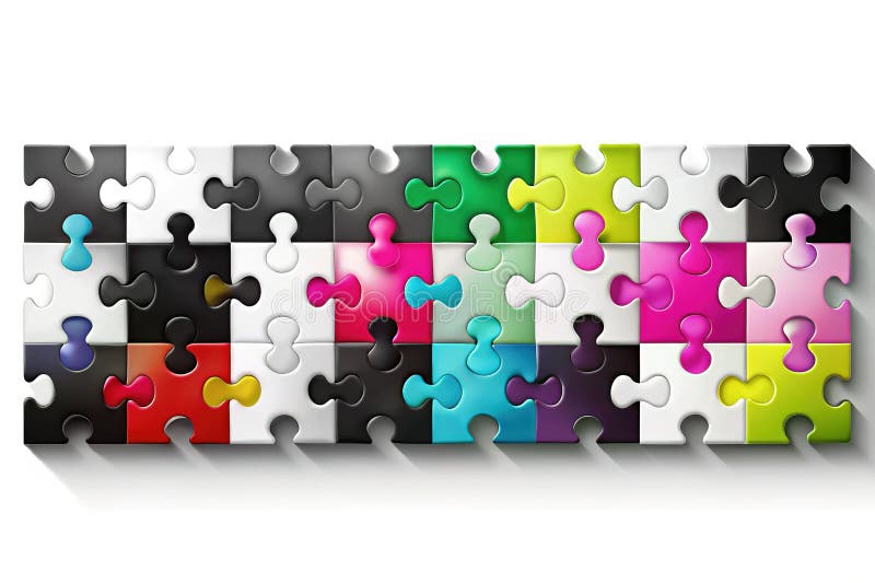 Striking Black and White Jigsaw Puzzle Pieces Banner Abstract Geometric ...