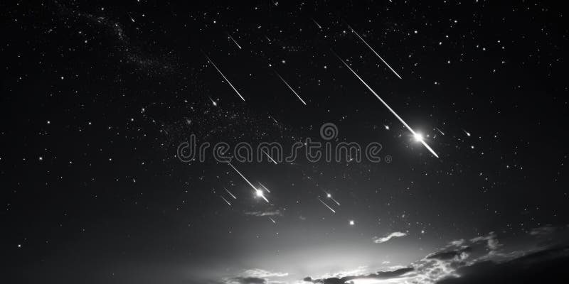 A Captivating Black and White Photo Showcasing a Sky Filled with Stars ...