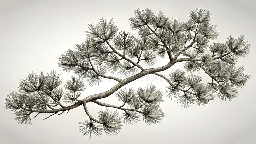 Elegant Black and White Pine Tree Illustration a Versatile Design Element for Posters Cards and ...
