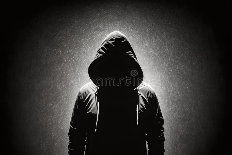 Mysterious Hooded Figure in Stark Contrast Stock Illustration ...