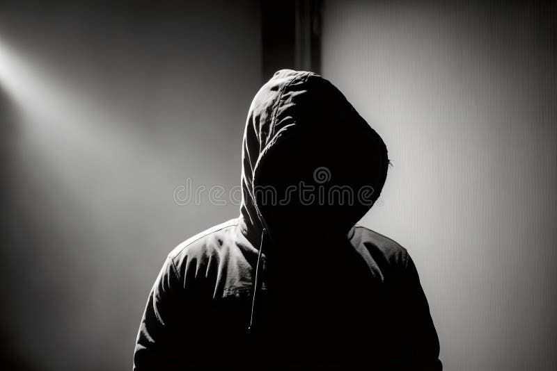 Mysterious Hooded Figure in Stark Contrast Stock Illustration ...