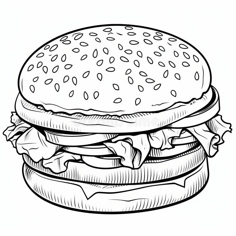 Hamburger Bun Coloring Page