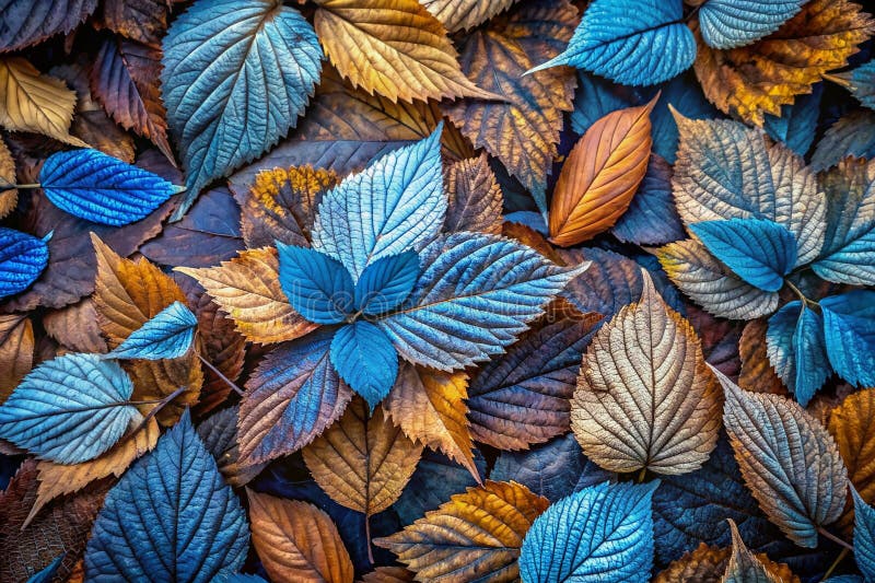 A Captivating Blend of Abstract Blue Brown and Gray Leaf Patterns ...