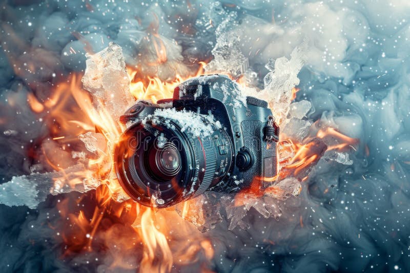 A Captivating Blend of Fire and Ice Envelops a Camera, Creating a ...