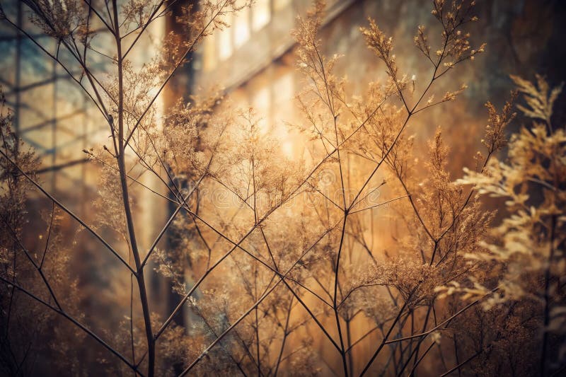 A Captivating Blend of Nature and Architecture in a Dark Beige Abstract ...