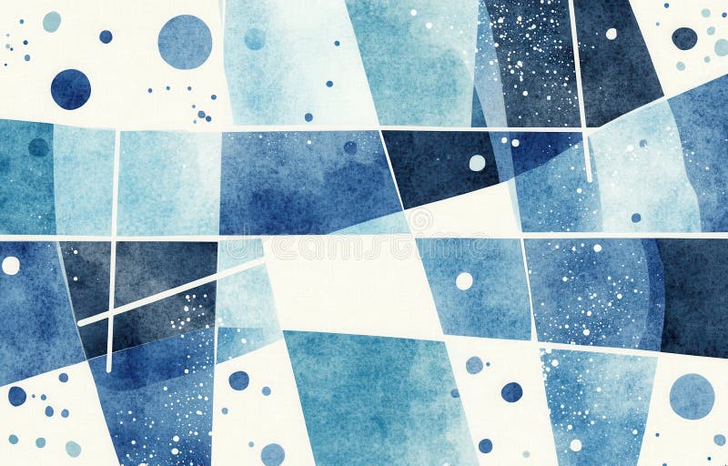 Abstract Blue Composition Geometric Shapes Splatter Effects Stock ...