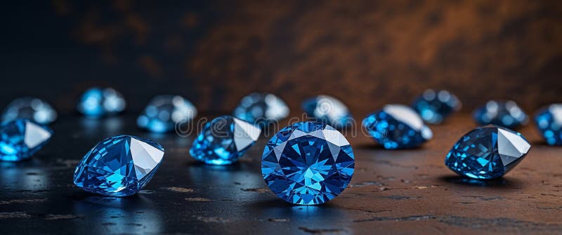 Captivating Blue Diamond Jewels Resting on Dark Earthy Surface Stock ...