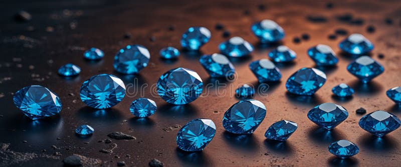 Captivating Blue Diamond Jewels Resting on Dark Earthy Surface. Stock ...