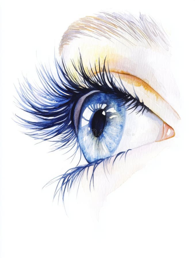 A Captivating Blue Eye Illustration Using Watercolor Techniques that ...