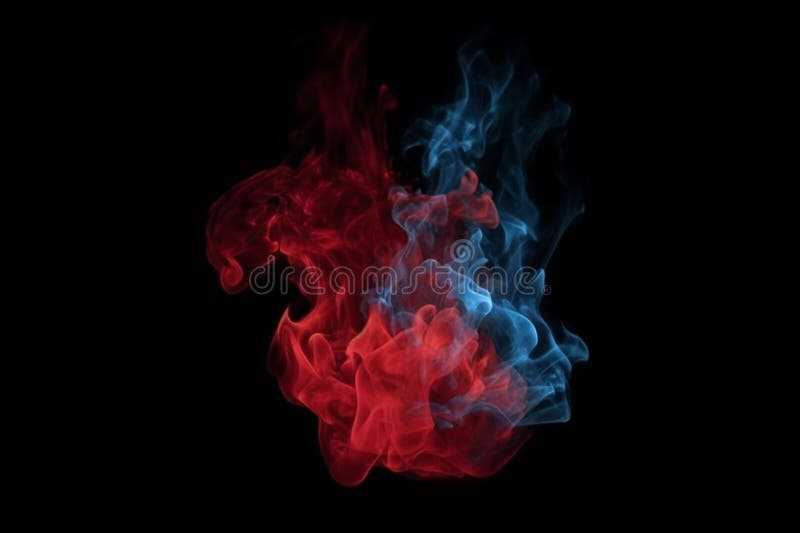 Captivating Blue and Red Fire Isolated Against a Black Backdrop Stock ...