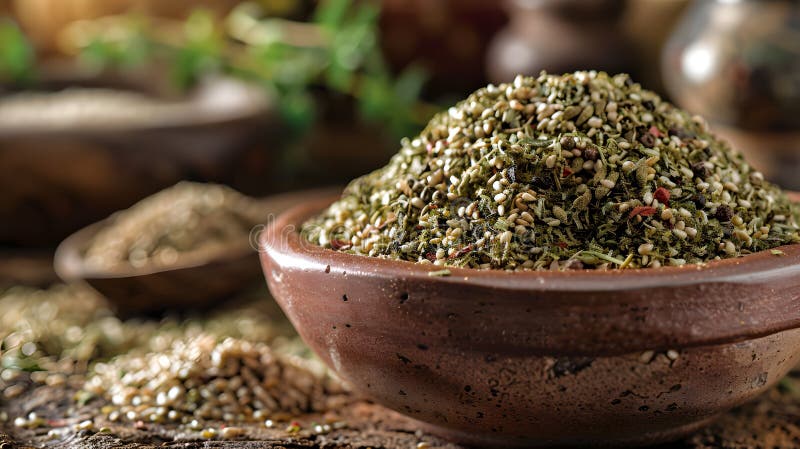 Captivating Bowl of Za Atar, a Delightful Symphony of Thyme and Spices Ai Image Stock ...