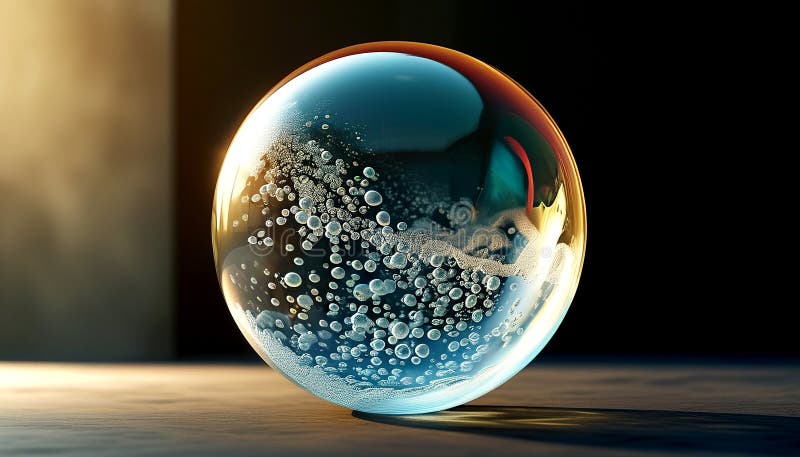 A Captivating Bubble Reflecting Light and Texture in a Serene Indoor ...