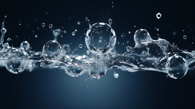 Captivating Bubble Splash in Crystal Clear Water on a Dark Nature ...