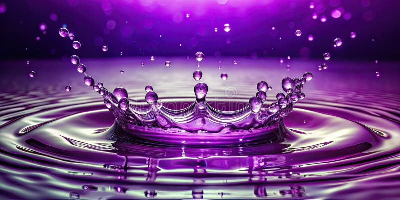 A Captivating Burst of Purple Sparkling Water Drops Dynamic AIGenerated ...