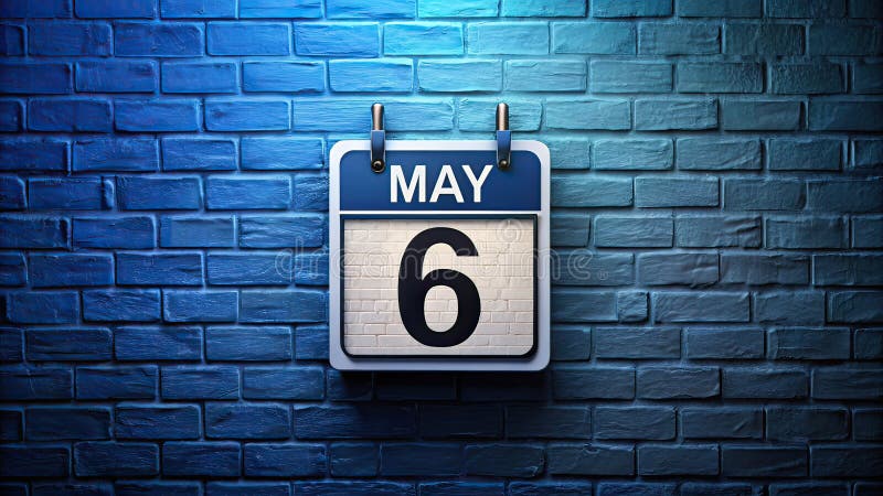 Stunning May 6th Calendar Page a Dark Blue and White Design on a ...