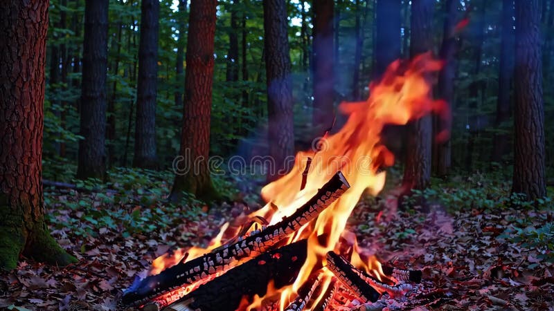 Captivating Campfire Scene Footage in Serene Forest Setting Stock Video ...