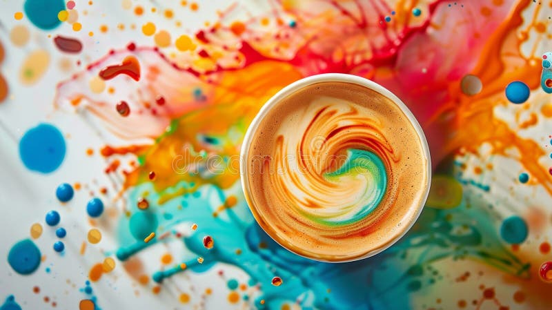 A Captivating Cappuccino Displays Beautiful Swirls of Color on the ...