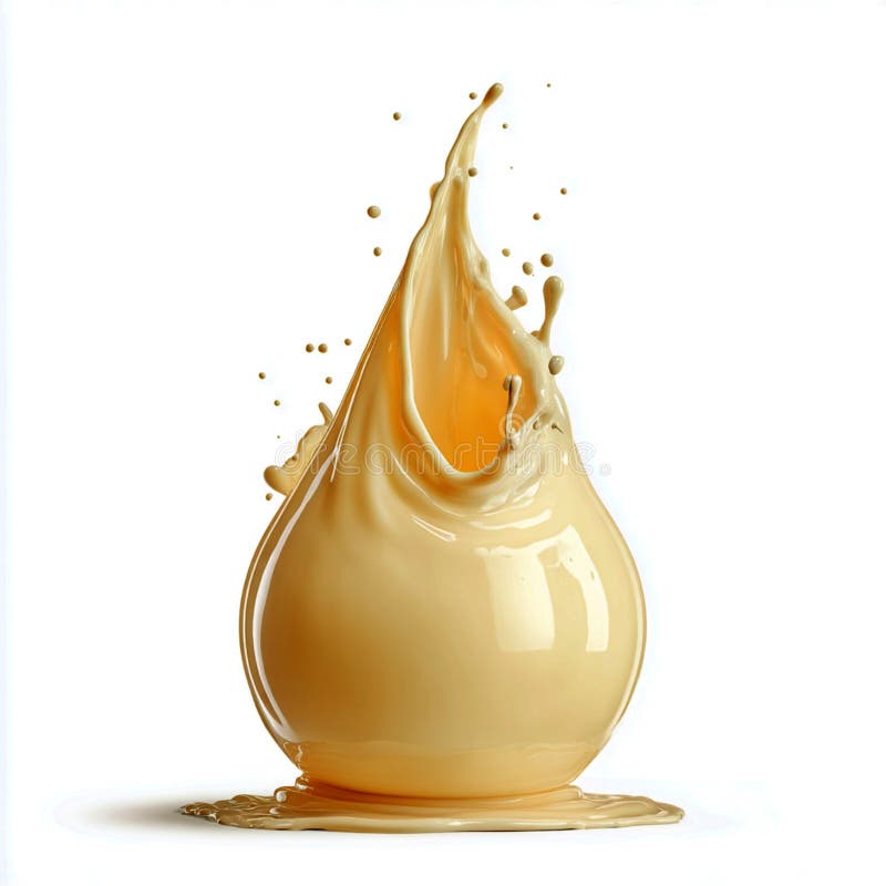 A Caramel Liquid Splash on a Bright Clean White Surface Stock ...