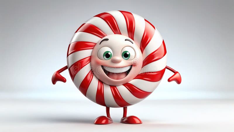 Vibrant Peppermint Candy Cartoon Character a Sharp Bright and ...