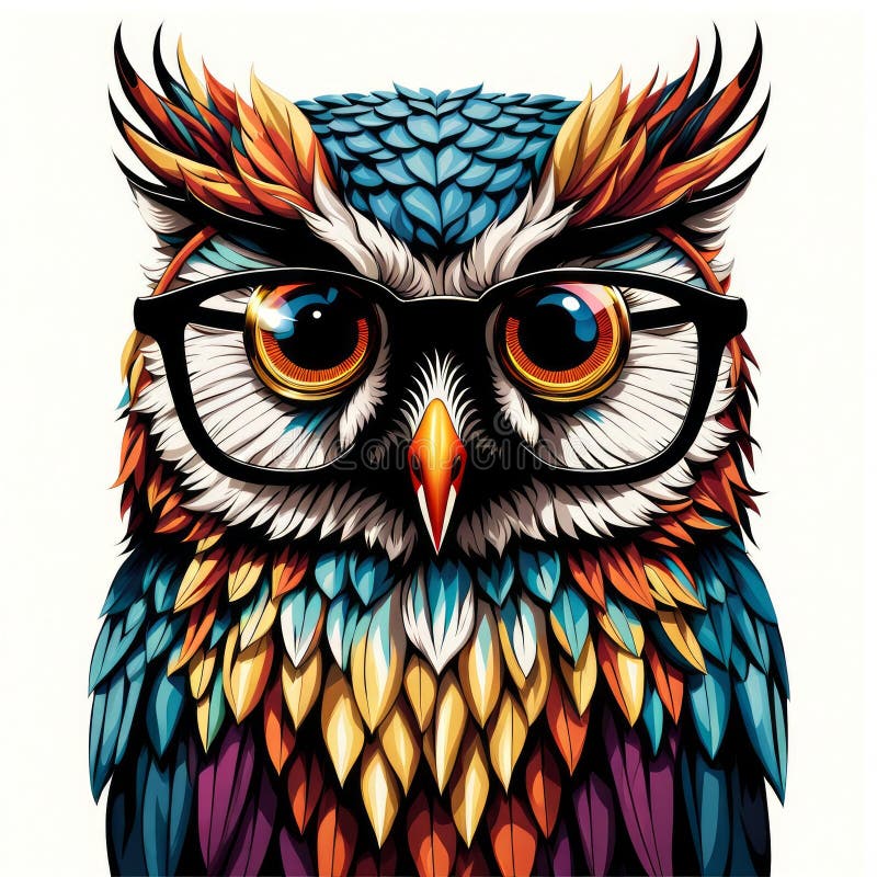 Wise Owl Scholar stock illustration. Illustration of learning - 299286253