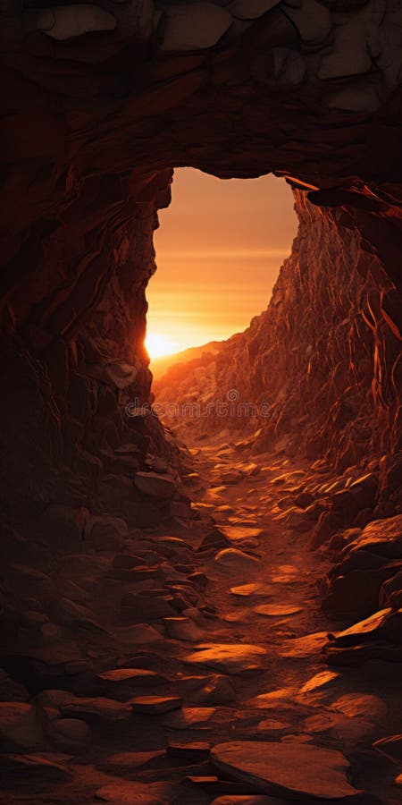 Captivating Cave: a Tranquil Sunset Transformed into Geometric Patterns ...