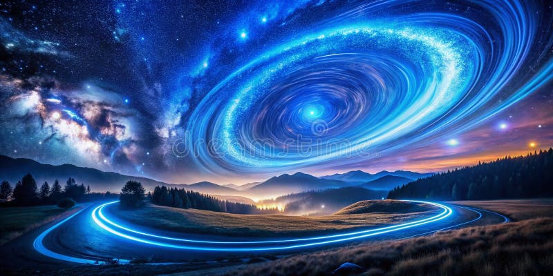 Captivating Celestial Dance Abstract Blue Light Trails Weaving through ...
