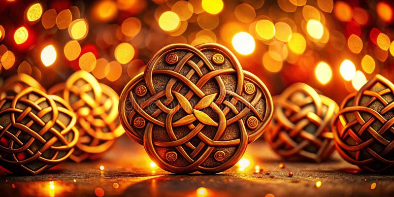 A Captivating Celtic Knotwork Background Warm Tones and Intricate Bokeh ...